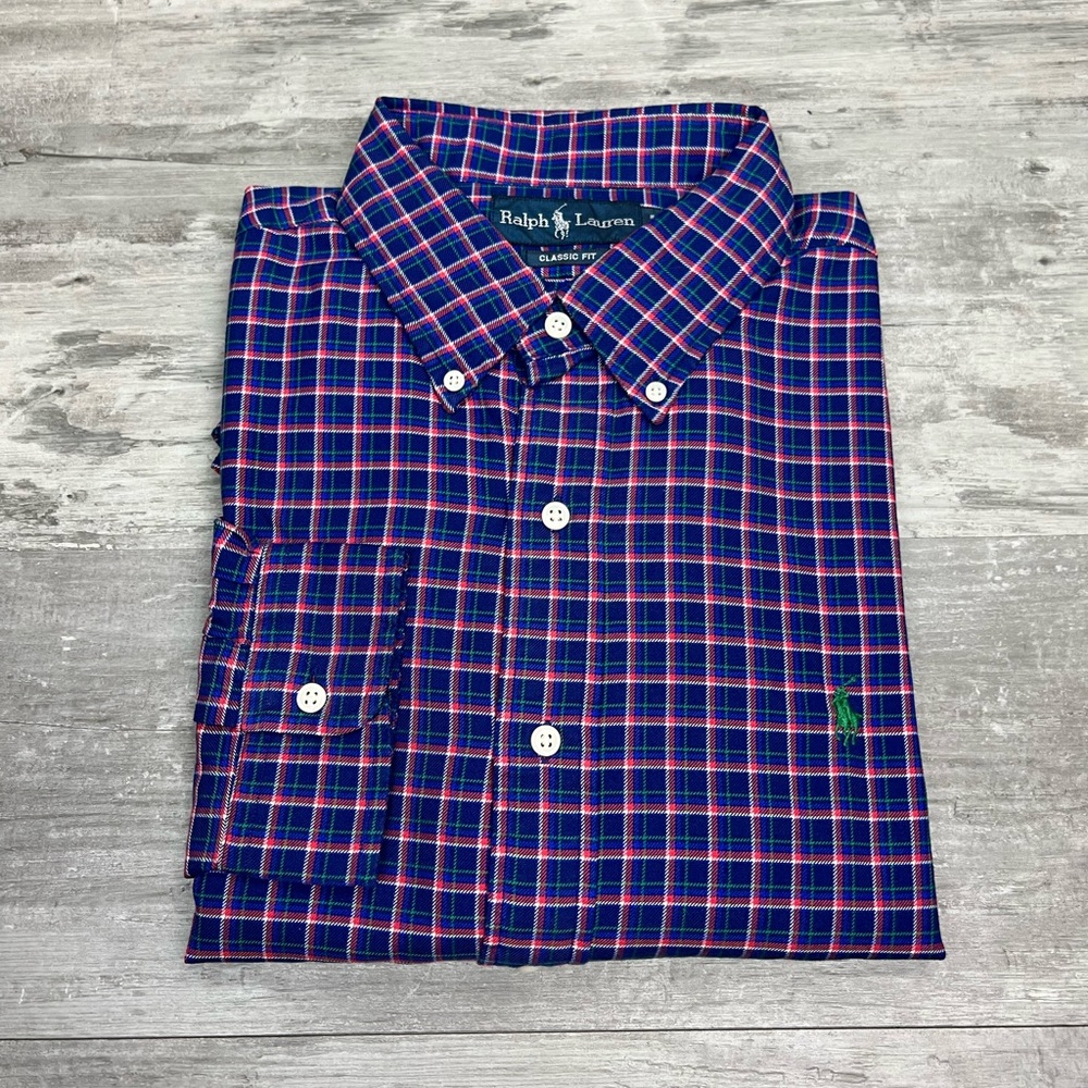 Polo Ralph Lauren Navy, Red & Green Plaid Shirt Xl - Gem
